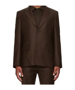 FERRAGAMO Single Breasted Flannel Blazer - Brown