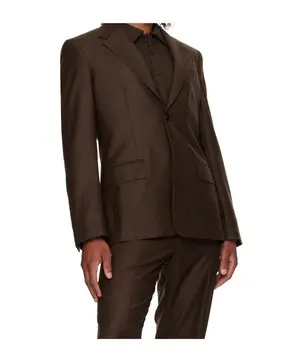 FERRAGAMO Single Breasted Flannel Blazer - Brown