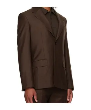 FERRAGAMO Single Breasted Flannel Blazer - Brown