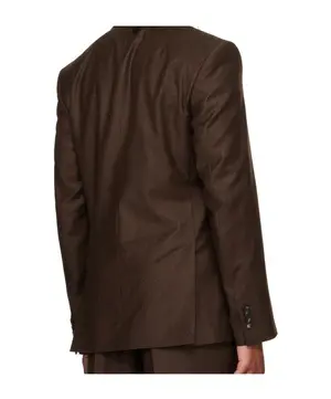 FERRAGAMO Single Breasted Flannel Blazer - Brown