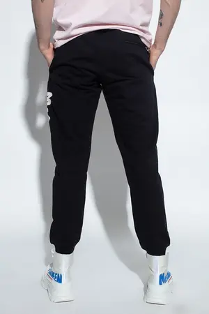 Alexander McQueen Logo Printed Slim Cut Track Trousers - Black