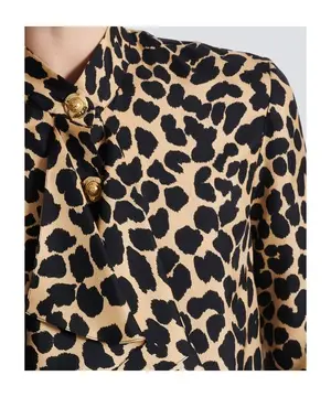 Balmain Leopard Print Ruffle Shirt - Black