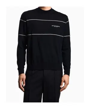 Emporio Armani Striped Wool Sweater - Blue