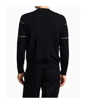 Emporio Armani Striped Wool Sweater - Blue