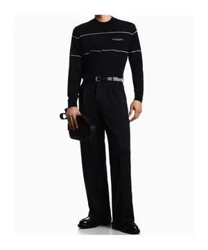 Emporio Armani Striped Wool Sweater - Blue