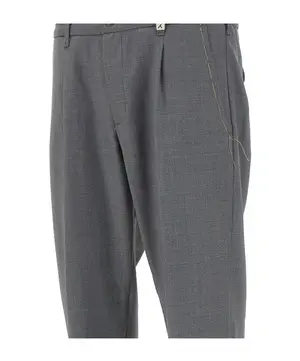 MYTHS Ares Slim-fit Pants With Buttoned Flap Pockets - Grey
