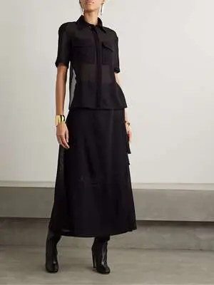 Proenza Schouler Woven Wrap Dress With Lapels And Lace Detail