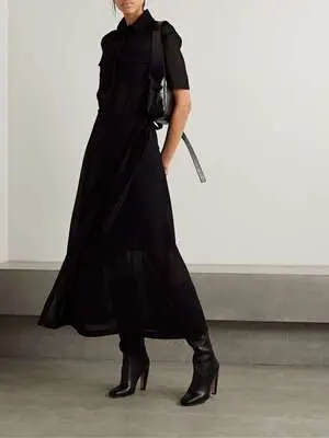 Proenza Schouler Woven Wrap Dress With Lapels And Lace Detail