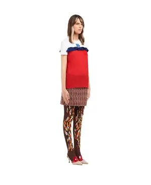 Prada Color-blocked Ruffled T-shirt