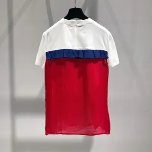 Prada Color-blocked Ruffled T-shirt