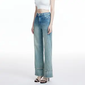LIUREGALI Wide-leg Jeans With Frayed Cuffs