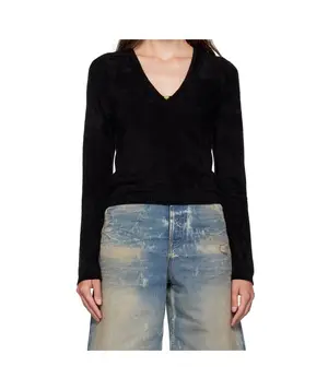 Amiri Velvet V-neck Long Sleeve Top