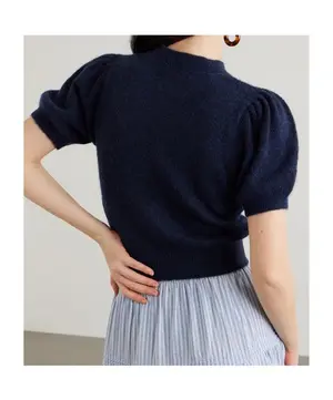 DÔEN Short Sleeve Button Front Cardigan - Navy