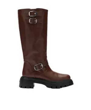 STUART WEITZMAN Thick-heeled Boots" Knee-high Buckled Lug Sole Boots