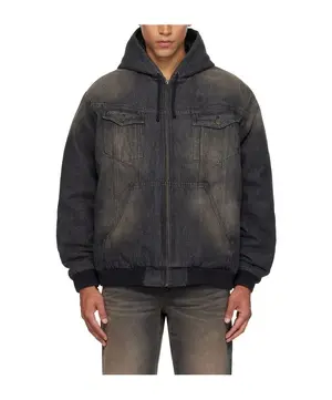 EGONLAB Hooded Denim Jacket - Black