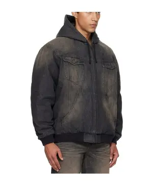 EGONLAB Hooded Denim Jacket - Black