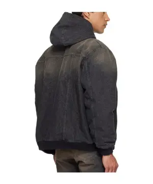 EGONLAB Hooded Denim Jacket - Black