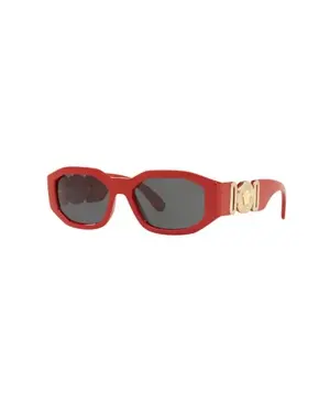 Versace Irregular Square Sunglasses With Logo Detail - Gray
