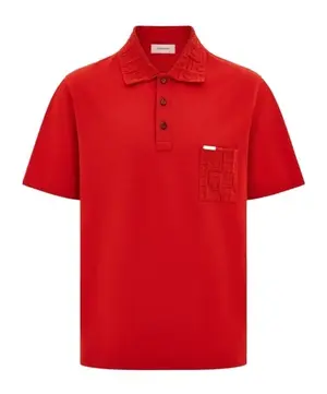 FERRAGAMO Logo Plaque Polo Shirt - Red