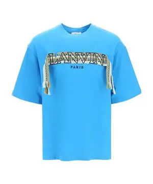 LANVIN Tassel Embroidered-logo T-shirt - Blue