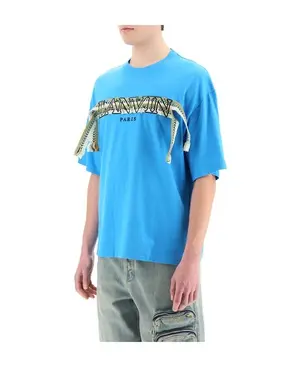LANVIN Tassel Embroidered-logo T-shirt - Blue