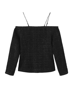 Marissa Chiara Off-the-shoulder Houndstooth Jacket