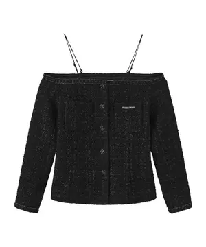 Marissa Chiara Off-the-shoulder Houndstooth Jacket