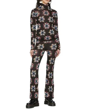 Rabanne Printed Jacquard Knit Turtleneck Pullover