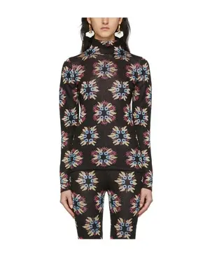 Rabanne Printed Jacquard Knit Turtleneck Pullover