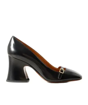 Chloé Square-toe Sculpted Heel Pumps With Buckle Detail