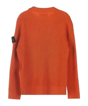 Stone Island Ribbed-knit Jumper With Logo Patch - Orange