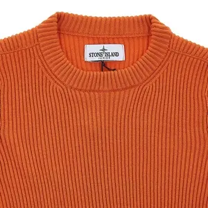 Stone Island Ribbed-knit Jumper With Logo Patch - Orange