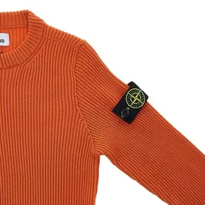 Stone Island Ribbed-knit Jumper With Logo Patch - Orange