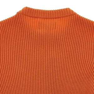 Stone Island Ribbed-knit Jumper With Logo Patch - Orange
