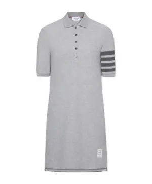 Thom Browne Textured Pique Mini Polo Dress With Four-bar Detail - No