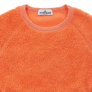 Stone Island Logo Sherpa Crewneck Sweater - Orange