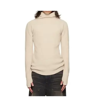 EGONLAB Ribbed Knit Hoodie With Stand-up Collar