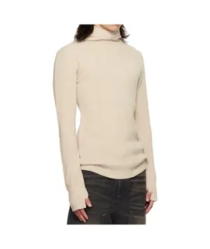 EGONLAB Ribbed Knit Hoodie With Stand-up Collar