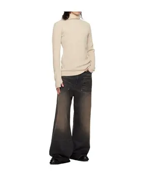 EGONLAB Ribbed Knit Hoodie With Stand-up Collar