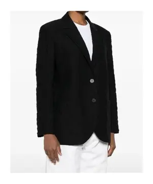 Harris Wharf London Crinkled-finish Single-breasted Blazer - Black