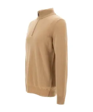 KANGRA High Neck Zip Knitwear - Beige