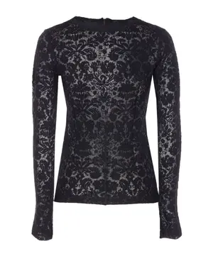 Pinko Long-sleeved Lace Crewneck Top