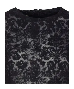 Pinko Long-sleeved Lace Crewneck Top