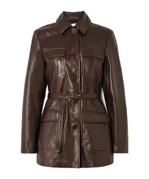 Nour Hammour Long-sleeved Leather Jacket