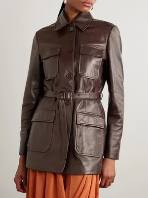 Nour Hammour Long-sleeved Leather Jacket