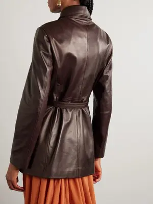 Nour Hammour Long-sleeved Leather Jacket