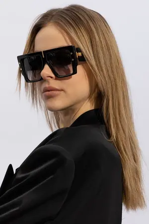 Balmain B-grand Rectangle Frame Sunglasses - Black