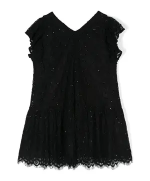 Monnalisa Sequin-embellished Lace Dress