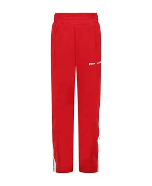 Palm Angels Logo Print Cotton Track Pants - Red