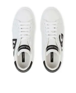 Dolce & Gabbana Portofino Logo Patch Lace-up Sneakers - White